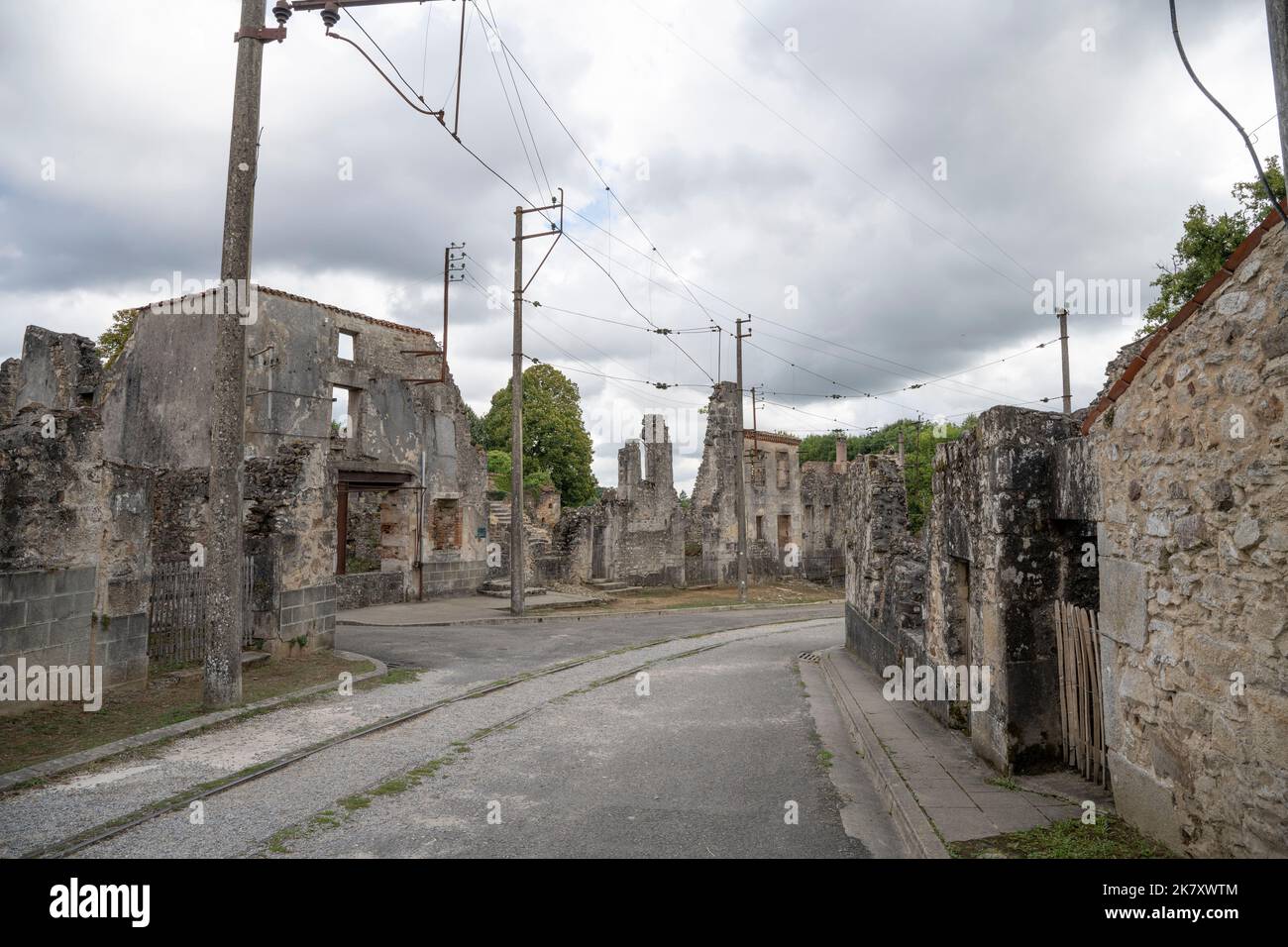 The village of Oradour-sur-Glane, Haute-Vienne, France, the site of a ...