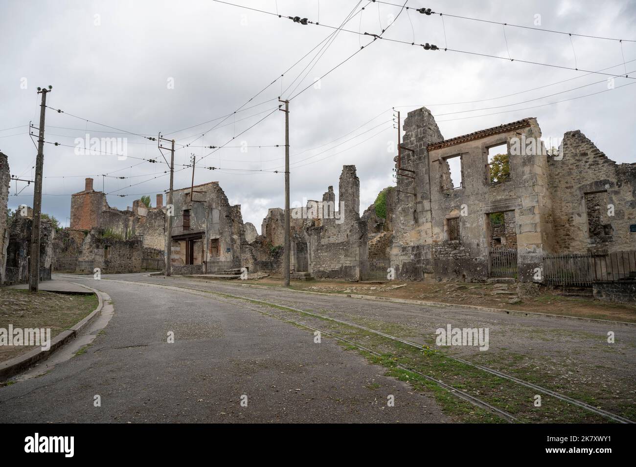 The village of Oradour-sur-Glane, Haute-Vienne, France, the site of a ...