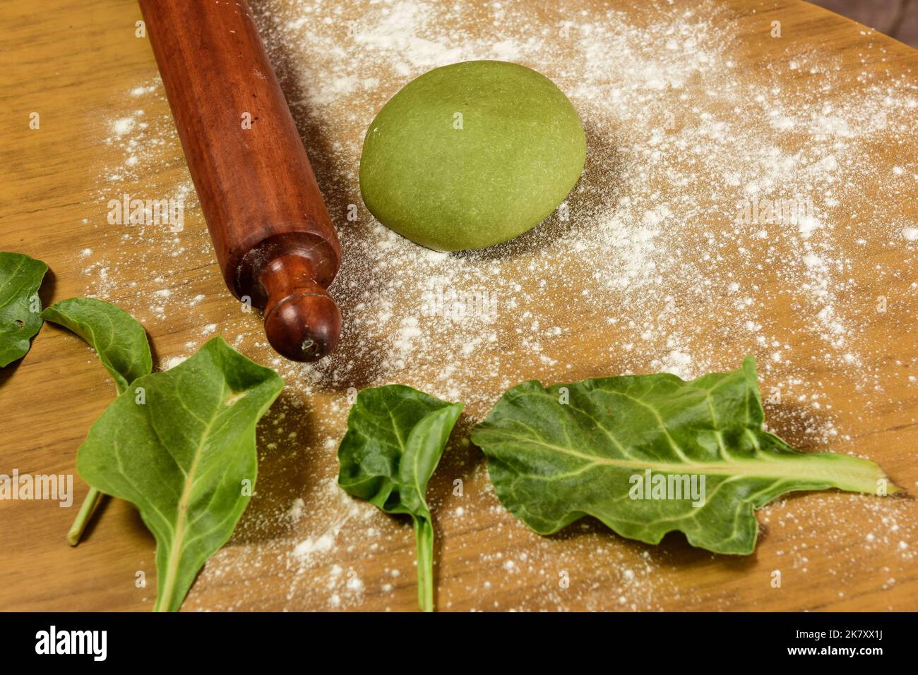 Ingredients ready on the counter to make pasta Stock Photo - Alamy