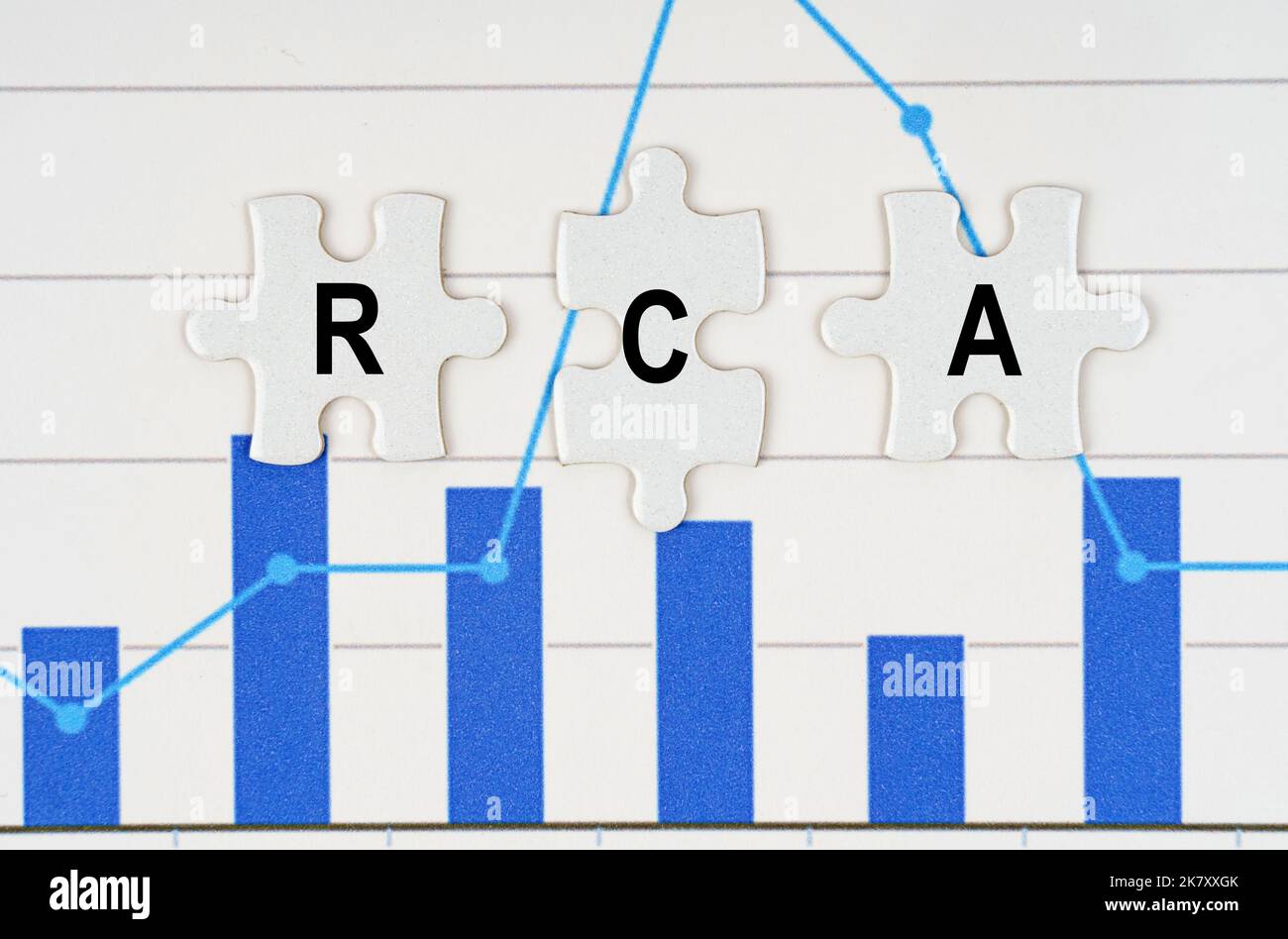 Business concept. On business reports - diagrams are puzzles with the ...