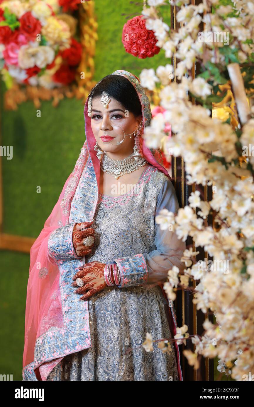 Bride at Pakistani wedding: Traditional Nikah ceremony in Karachi Stock ...