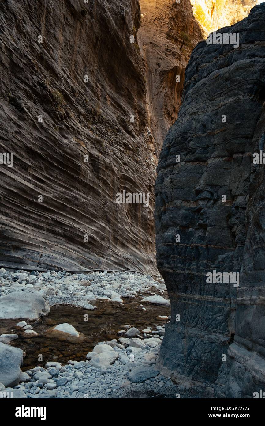 Landscape of Samaria Gorge. Huge Canyon with an active river Stock ...
