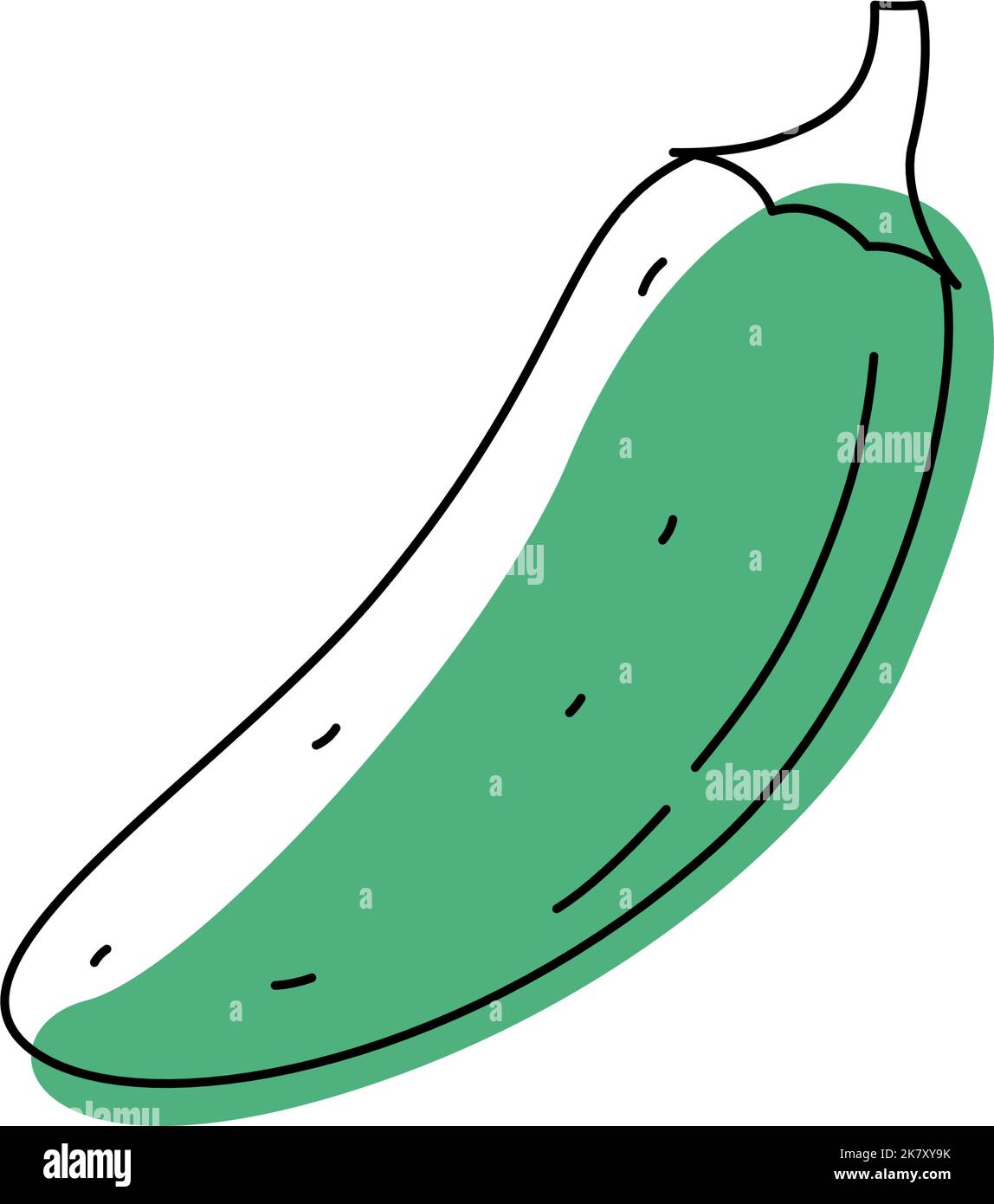 Doodle outline green jalapeno chili pepper with spot. Vector hand-drawn ...