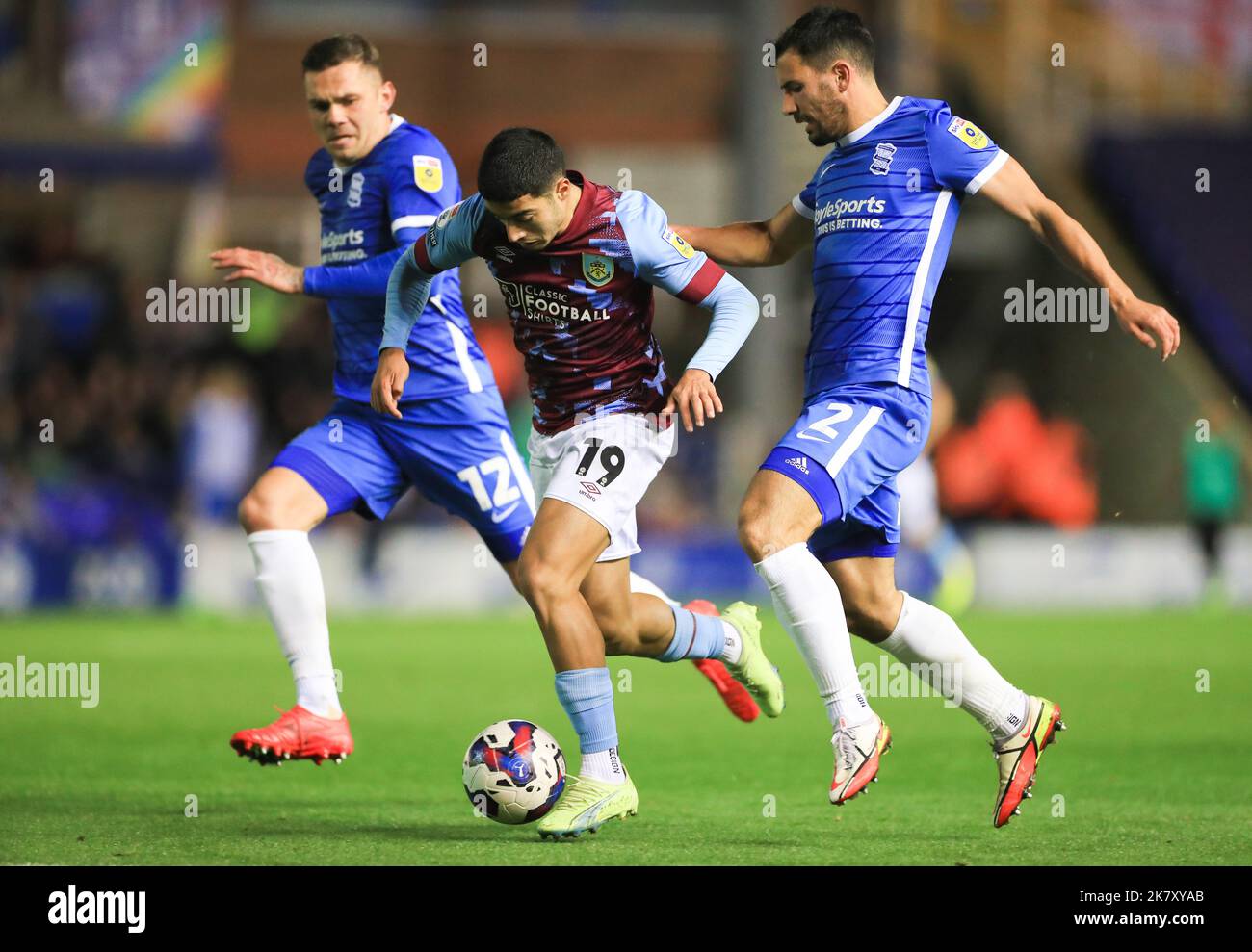 Burnley’s Anass Zaroury (left) and Birmingham City's Maxime Colin ...