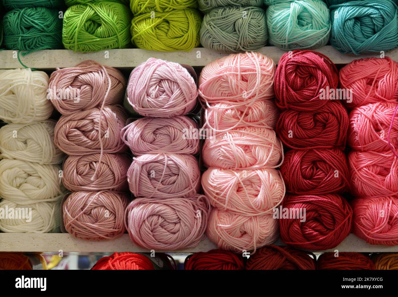 Balls of wool or cotton fabric for sale in the shop Stock Photo - Alamy