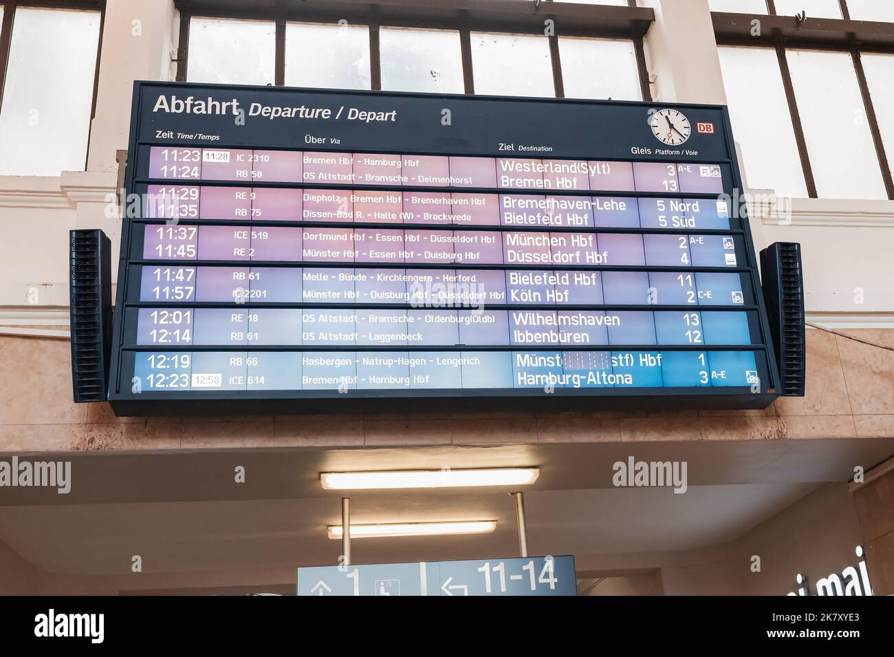 25 July 2022, Osnabruck, Germany: TimeTable with the schedule of S-bahn ...