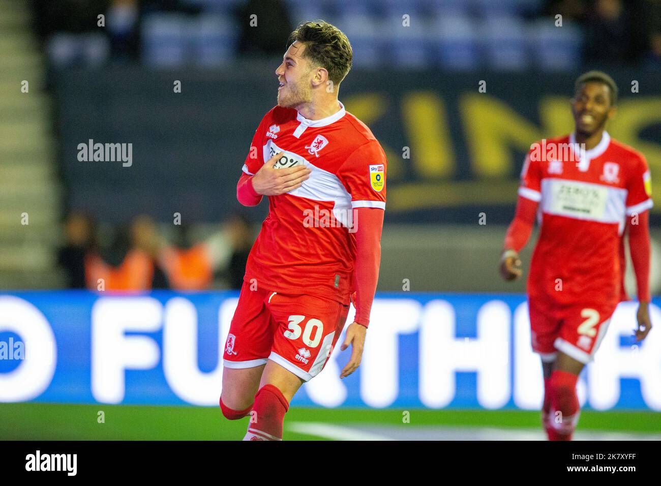 Hayden Hackney #30 of Middlesbrough celebrates his goal to make it 1-3 ...