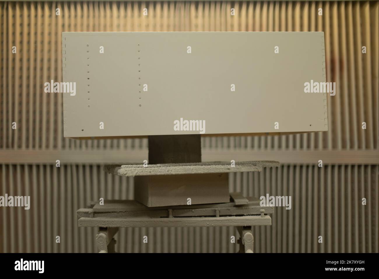 Painting box in gray paint. Painting object in workshop. Wooden box ...