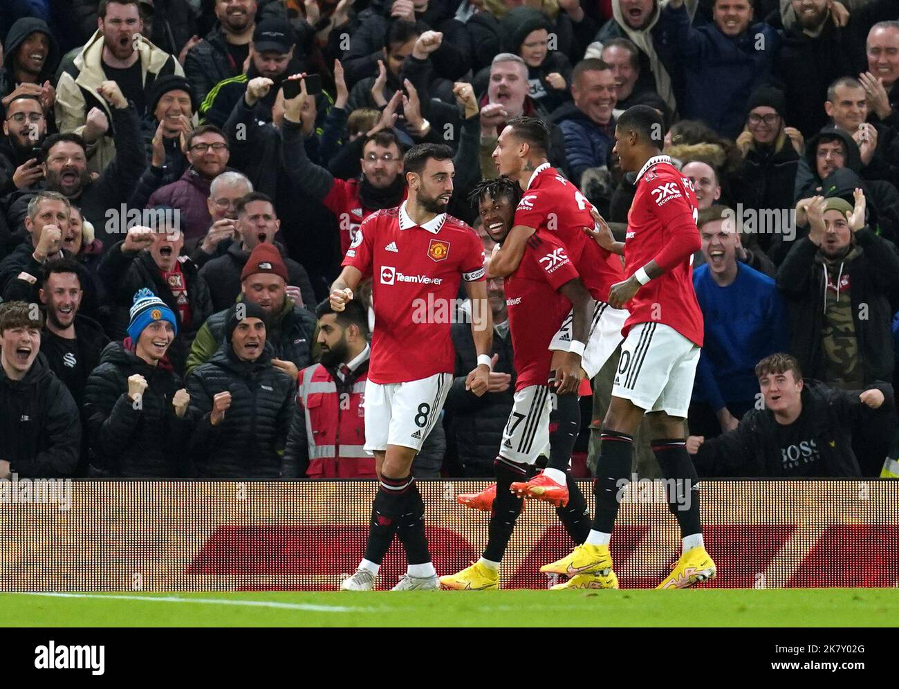 Manchester United's Fred celebrates scoring their side's first goal of ...