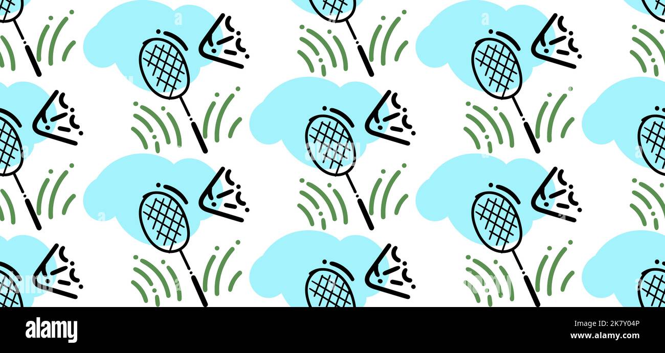 Seamless texture of badminton rackets with shuttlecocks, vector quality ...