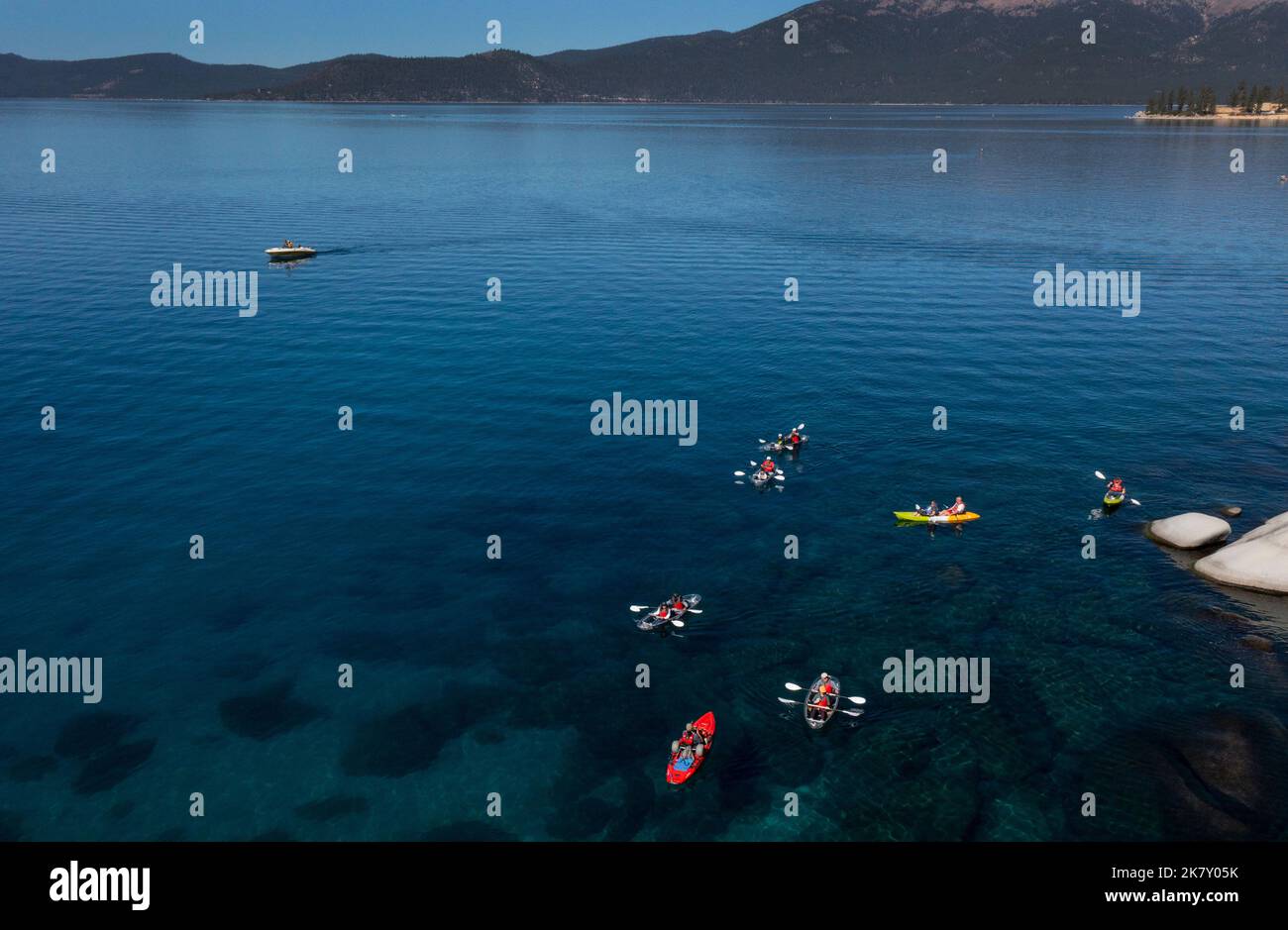 Carson City, Nevada, USA. 15th Oct, 2022. Kayakers float on the clear ...