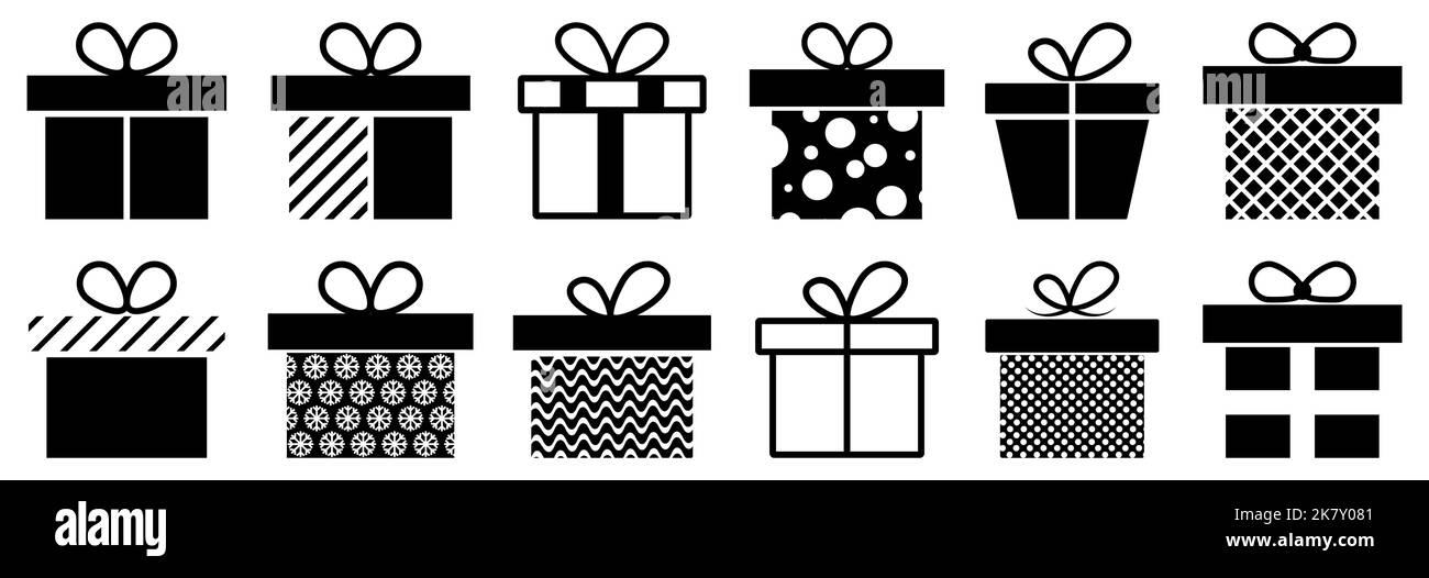 Gift box icon set. Christmas box. Vector illustration Stock Vector ...