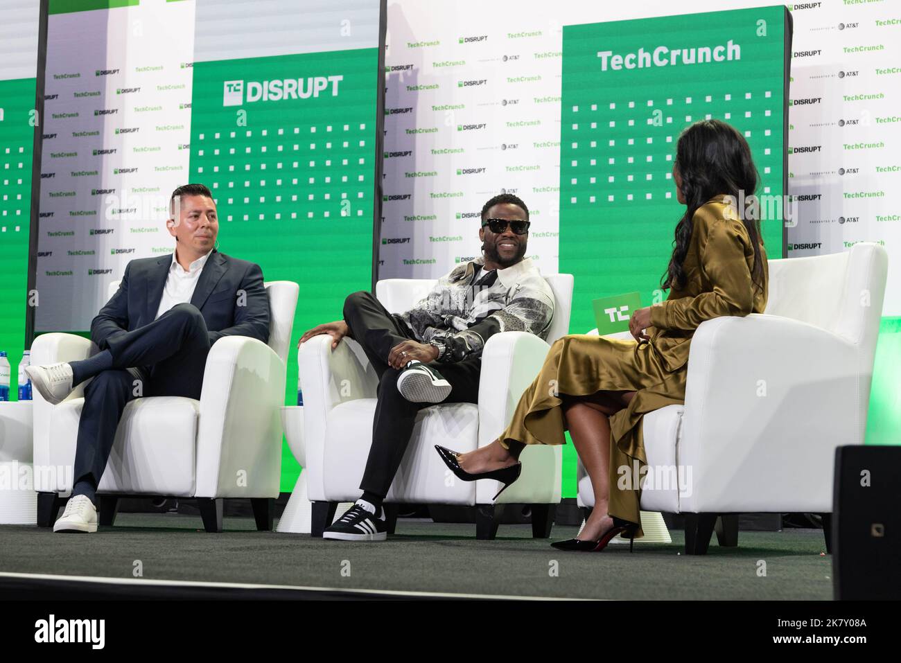 Robert Roman, Kevin Hart, Natasha Mascarenhas speak onstage during ...