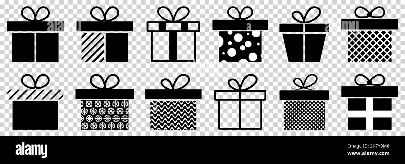 Gift box icons. Vector illustration isolated on transparent background ...