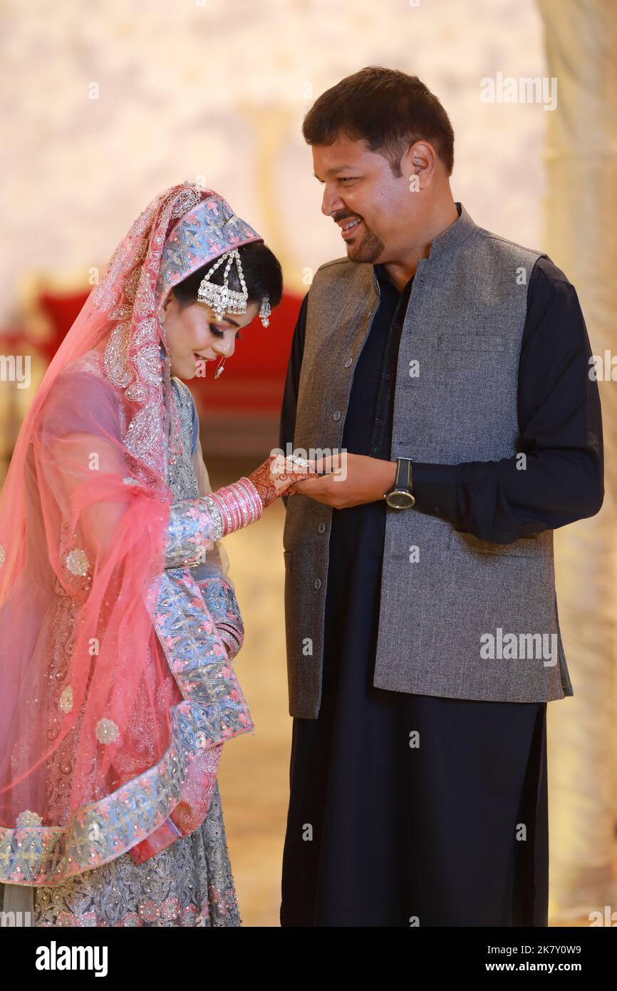 Bride at Pakistani wedding: Traditional Nikah ceremony in Karachi Stock ...