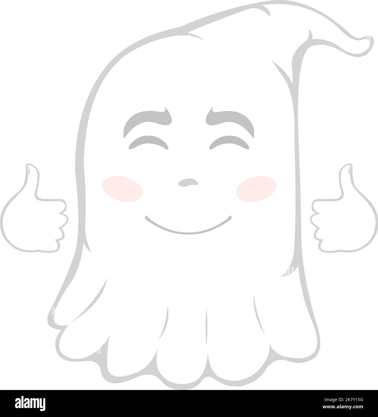 Vector illustration of a cartoon ghost with a happy expression and ...