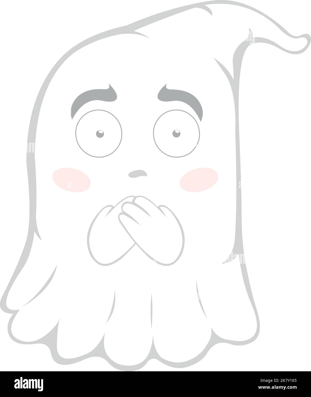 Vector illustration of a cartoon ghost covering his mouth with his ...