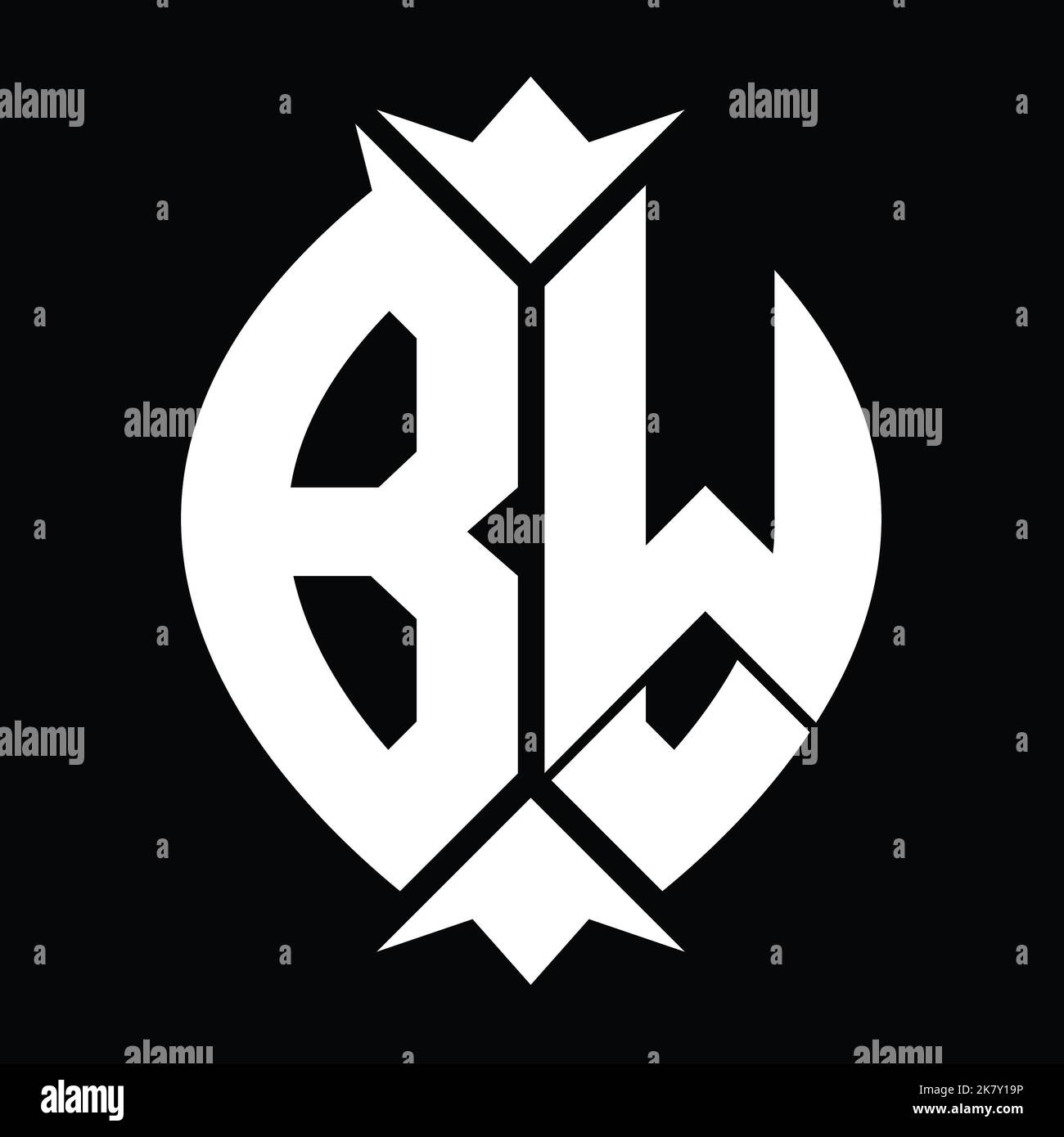 BW Logo monogram shield leaf crown element design template Stock Photo ...