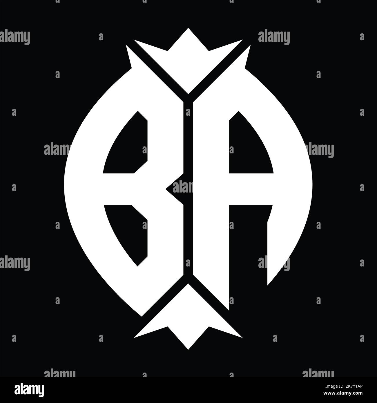 BA Logo monogram shield leaf crown element design template Stock Photo ...