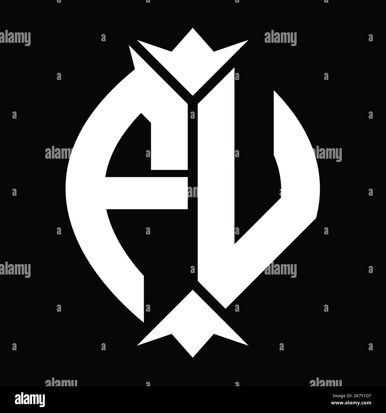 FV Logo monogram shield leaf crown element design template Stock Photo ...