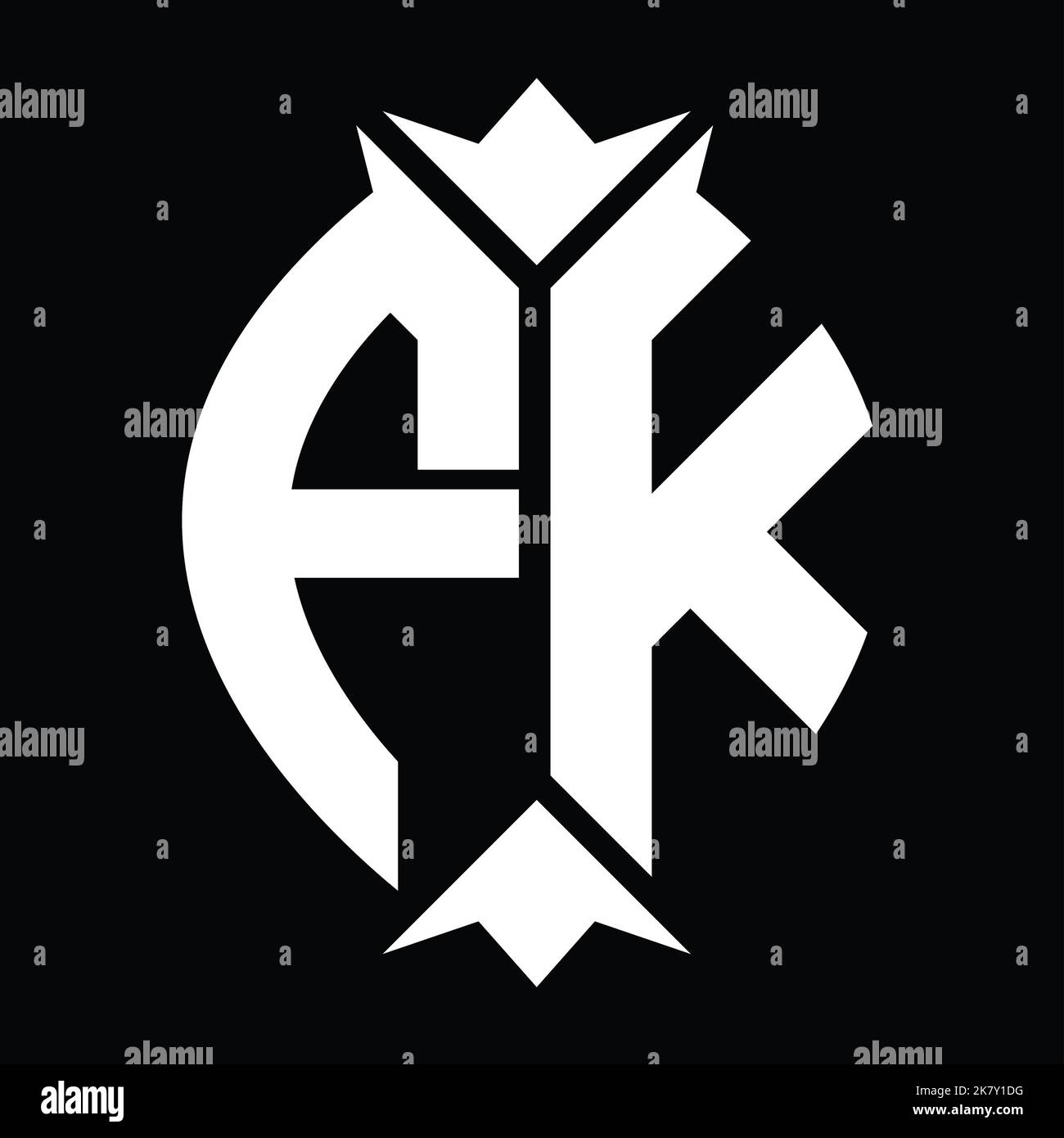 FK Logo monogram shield leaf crown element design template Stock Photo ...