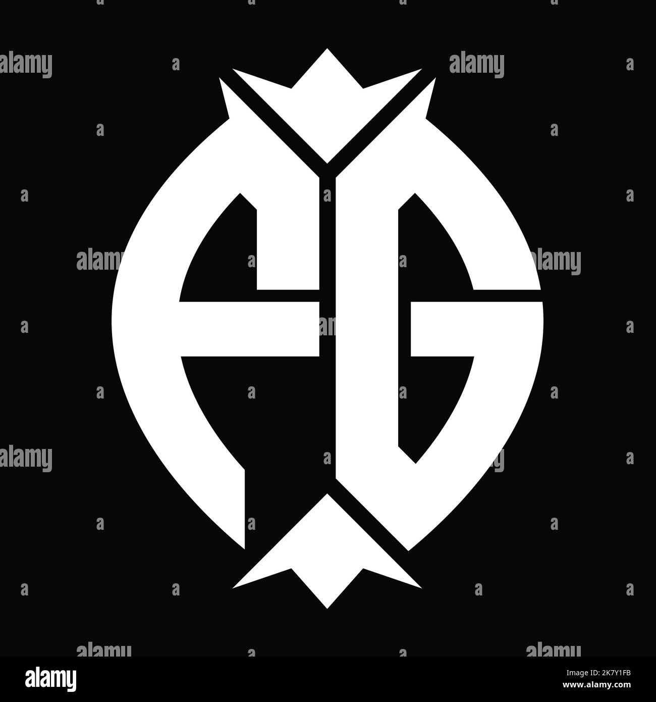 FG Logo monogram shield leaf crown element design template Stock Photo - Alamy