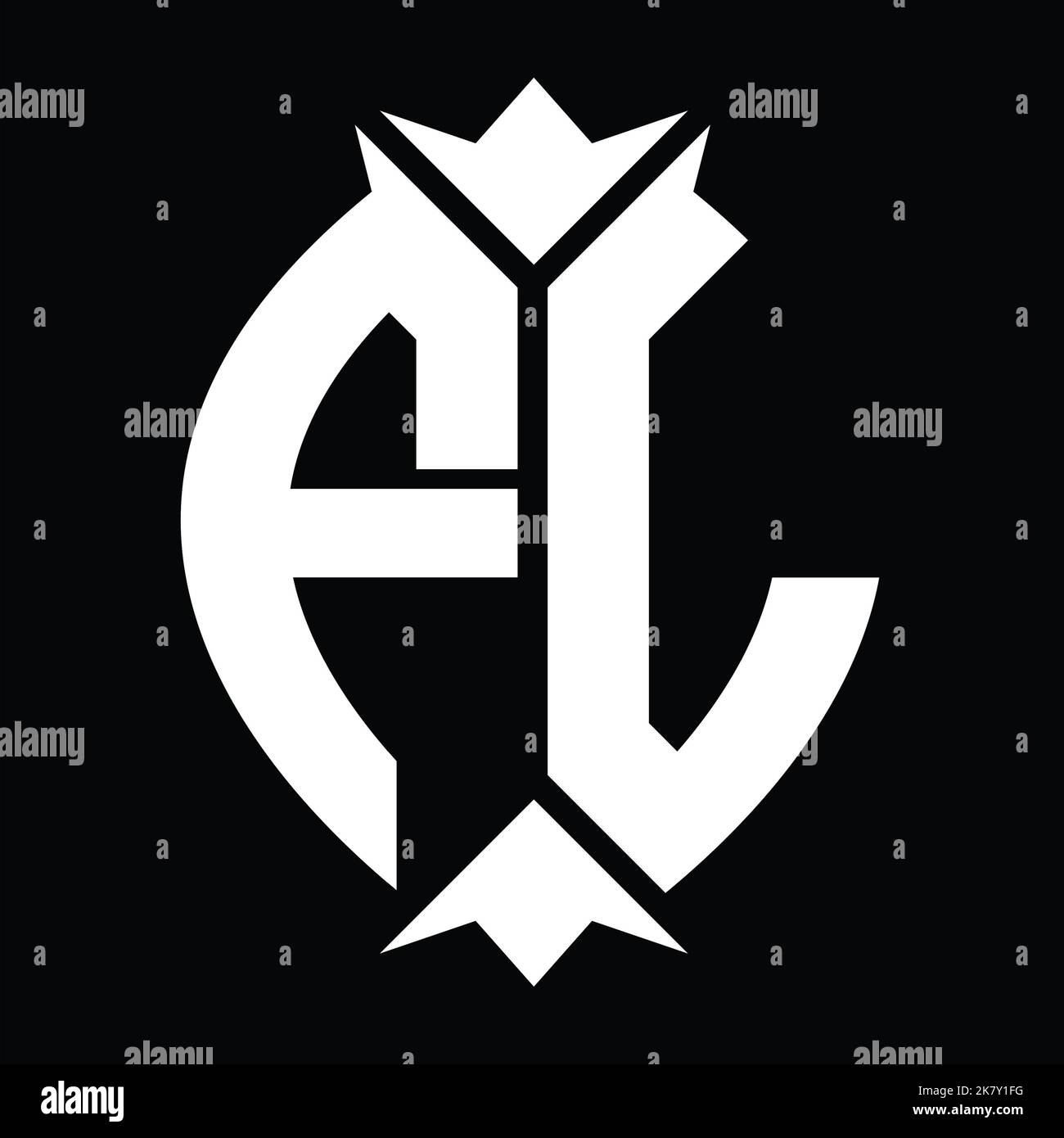 FL Logo monogram shield leaf crown element design template Stock Photo ...