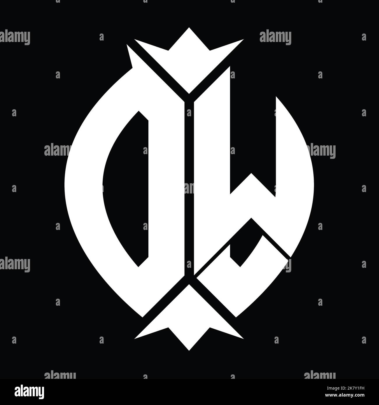DW Logo monogram shield leaf crown element design template Stock Photo ...
