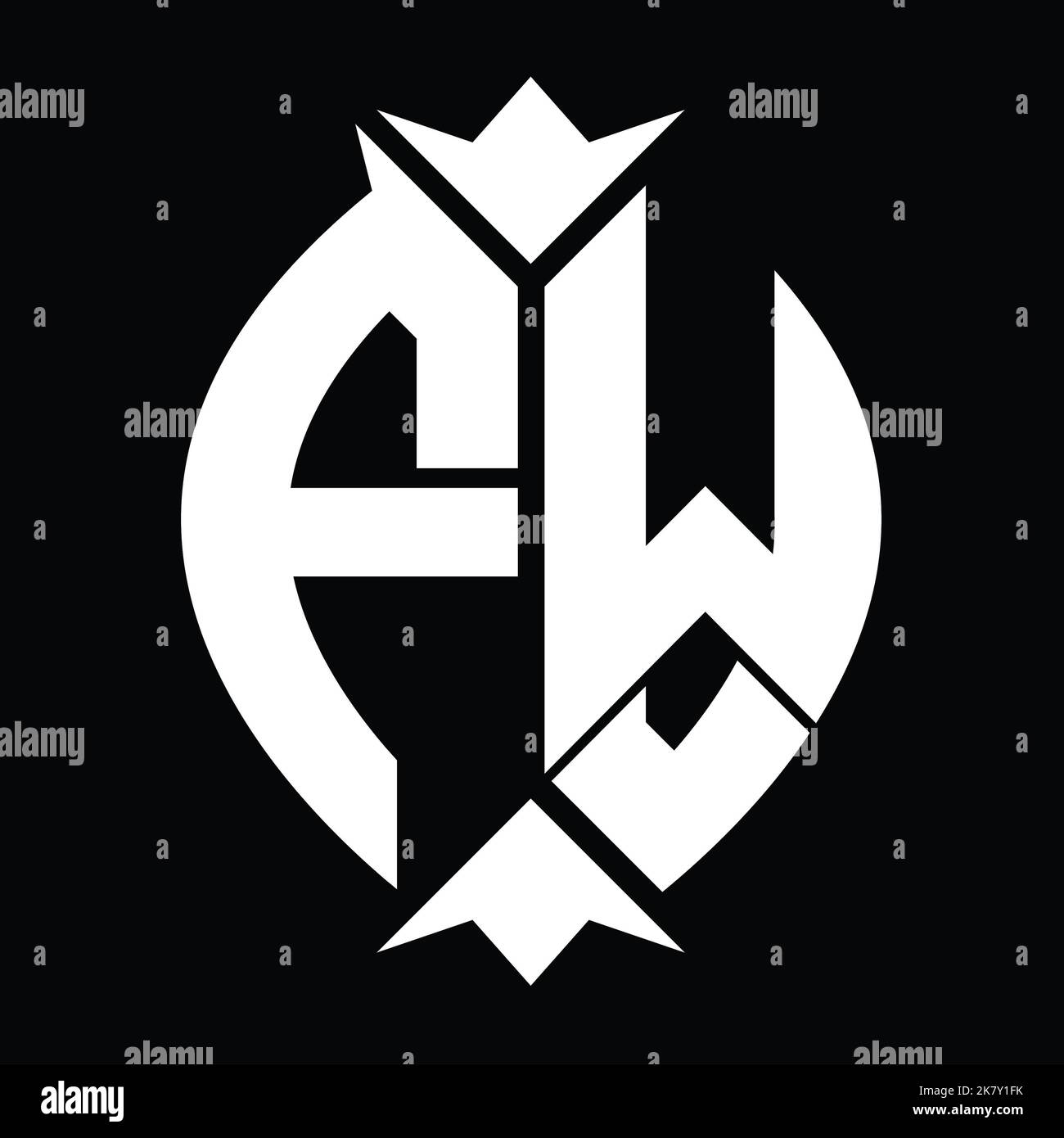 FW Logo monogram shield leaf crown element design template Stock Photo ...