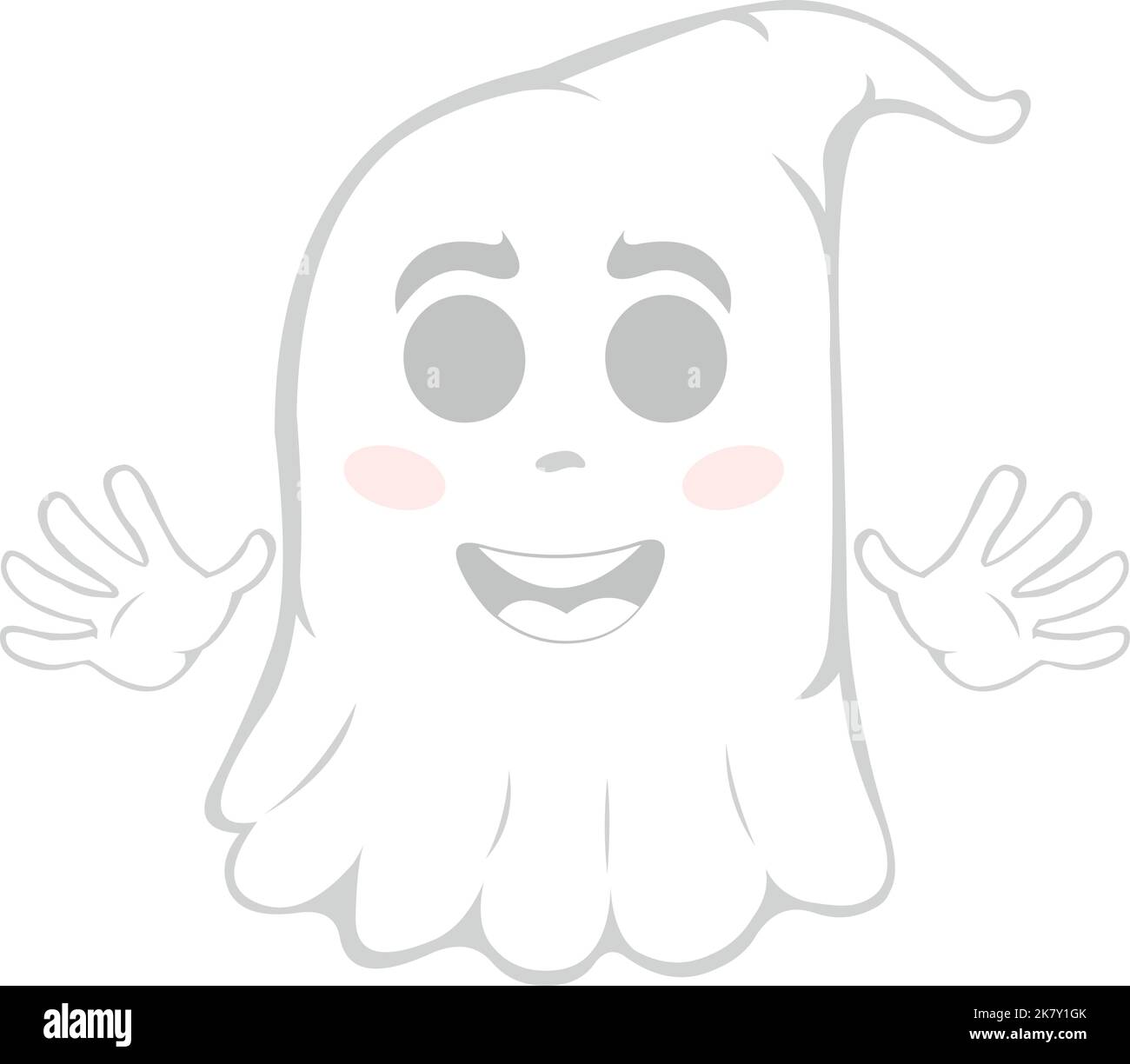 Vector illustration of a cartoon ghost with a happy expression and ...