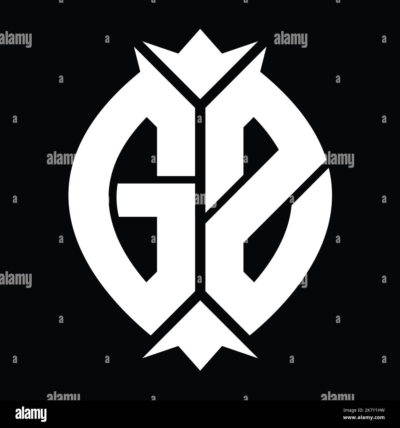 GZ Logo monogram shield leaf crown element design template Stock Photo ...