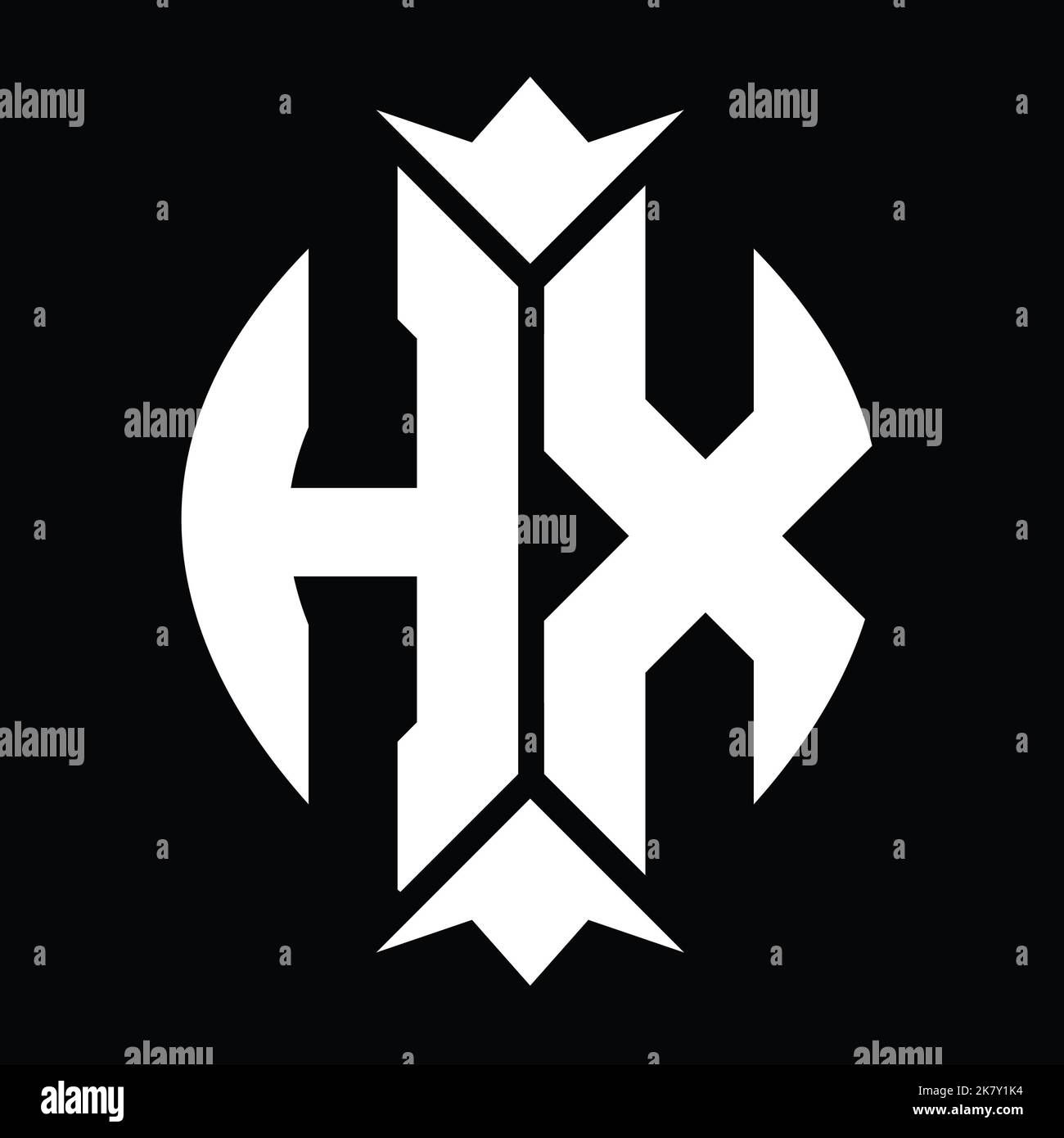HX Logo monogram shield leaf crown element design template Stock Photo ...