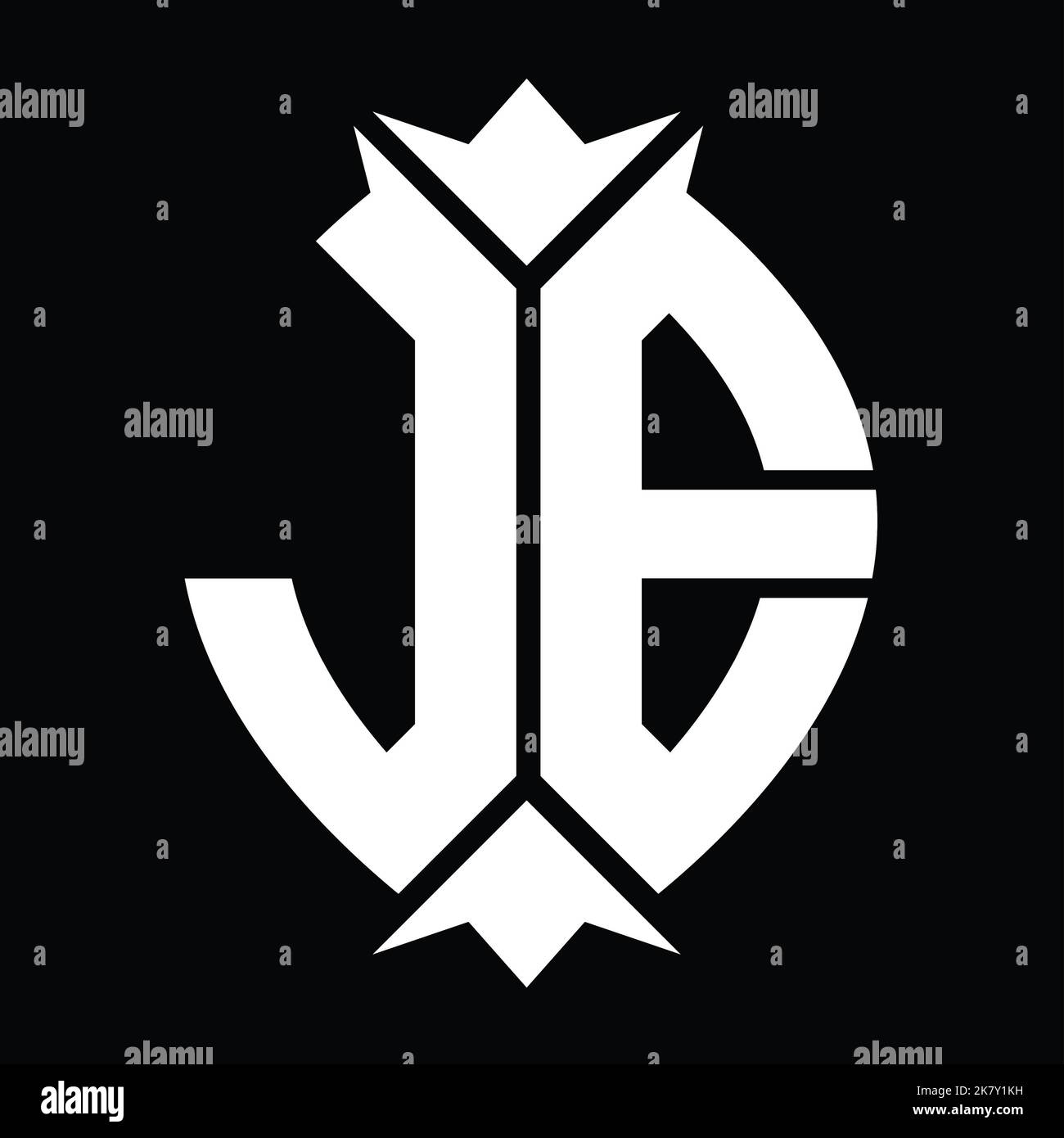 JE Logo monogram shield leaf crown element design template Stock Photo ...