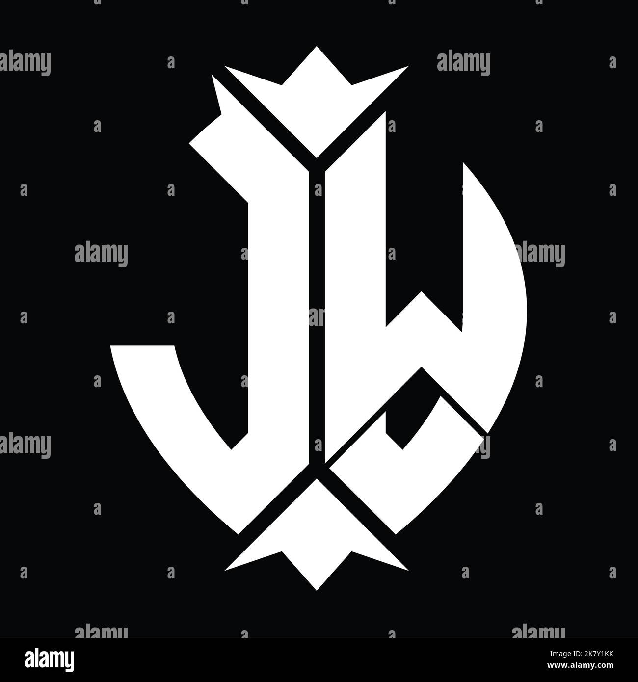 JW Logo monogram shield leaf crown element design template Stock Photo ...