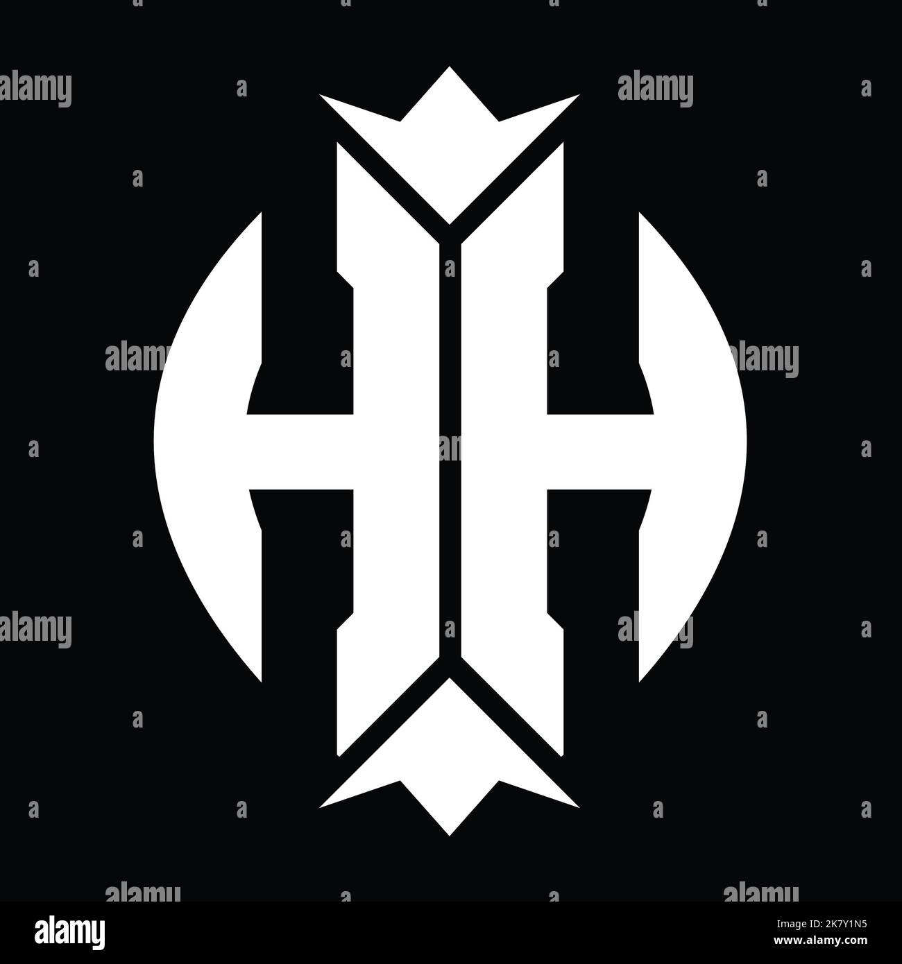 HH Logo monogram shield leaf crown element design template Stock Photo - Alamy