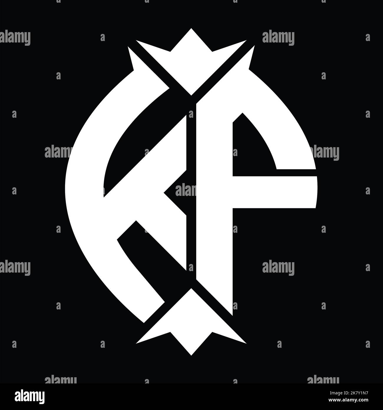 KF Logo monogram shield leaf crown element design template Stock Photo ...