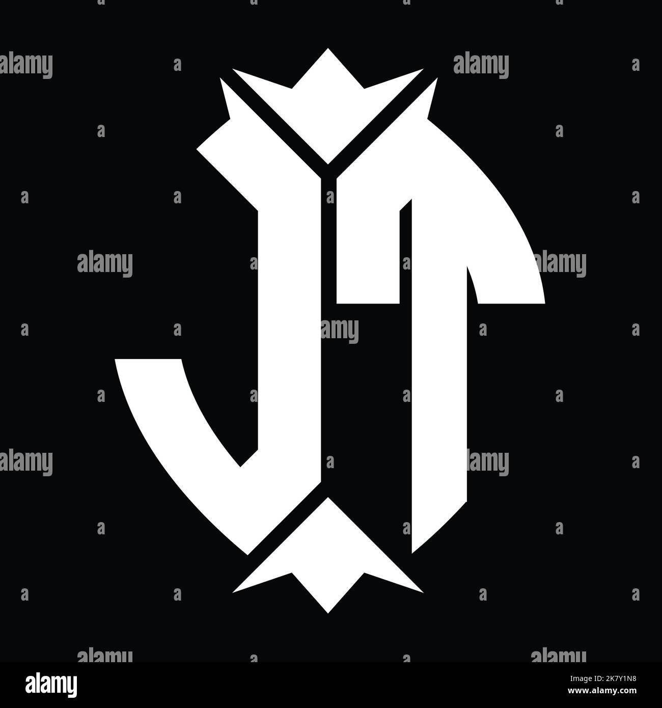 JT Logo monogram shield leaf crown element design template Stock Photo ...