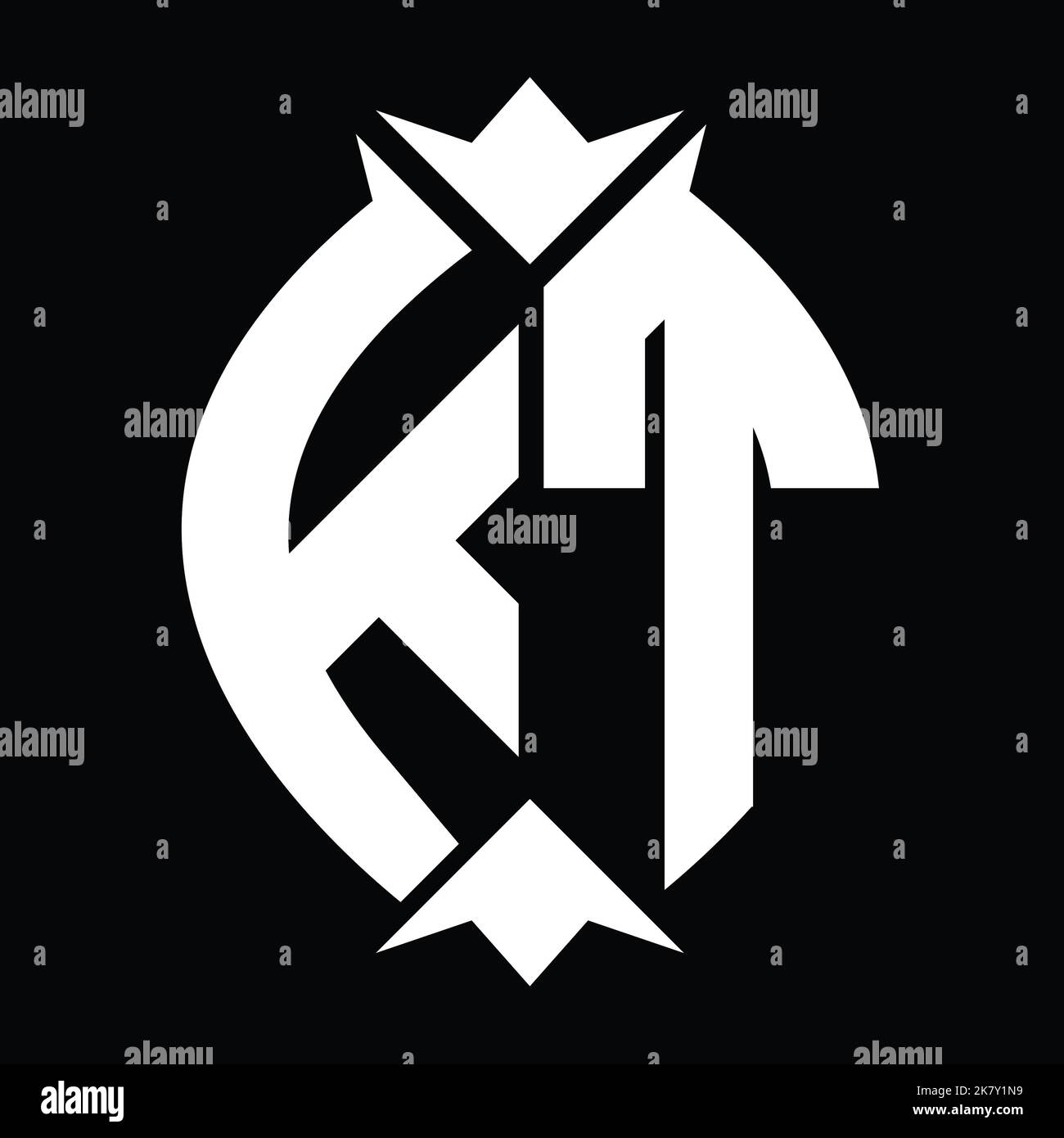 KT Logo monogram shield leaf crown element design template Stock Photo ...