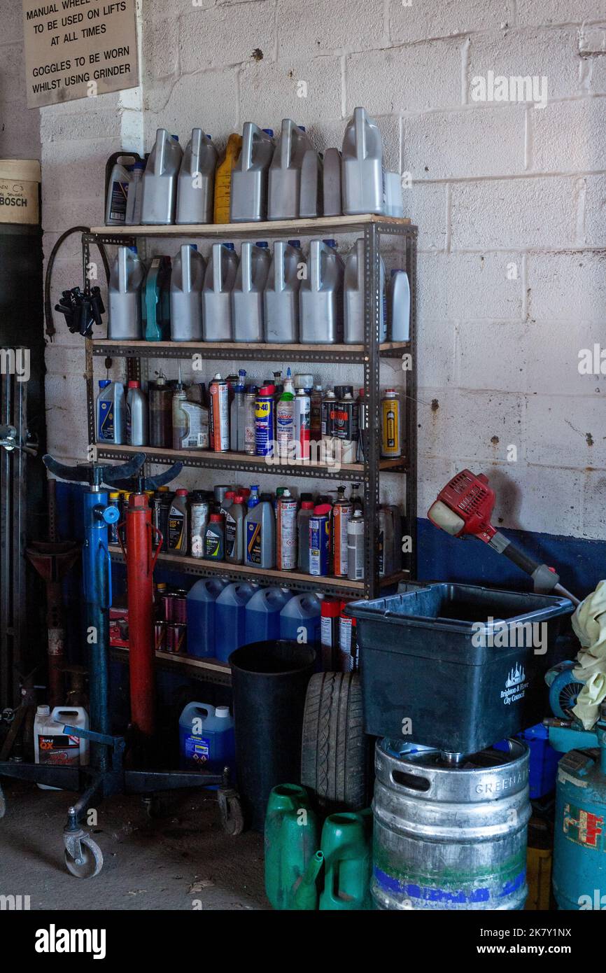 Tools at garage Stock Photo - Alamy