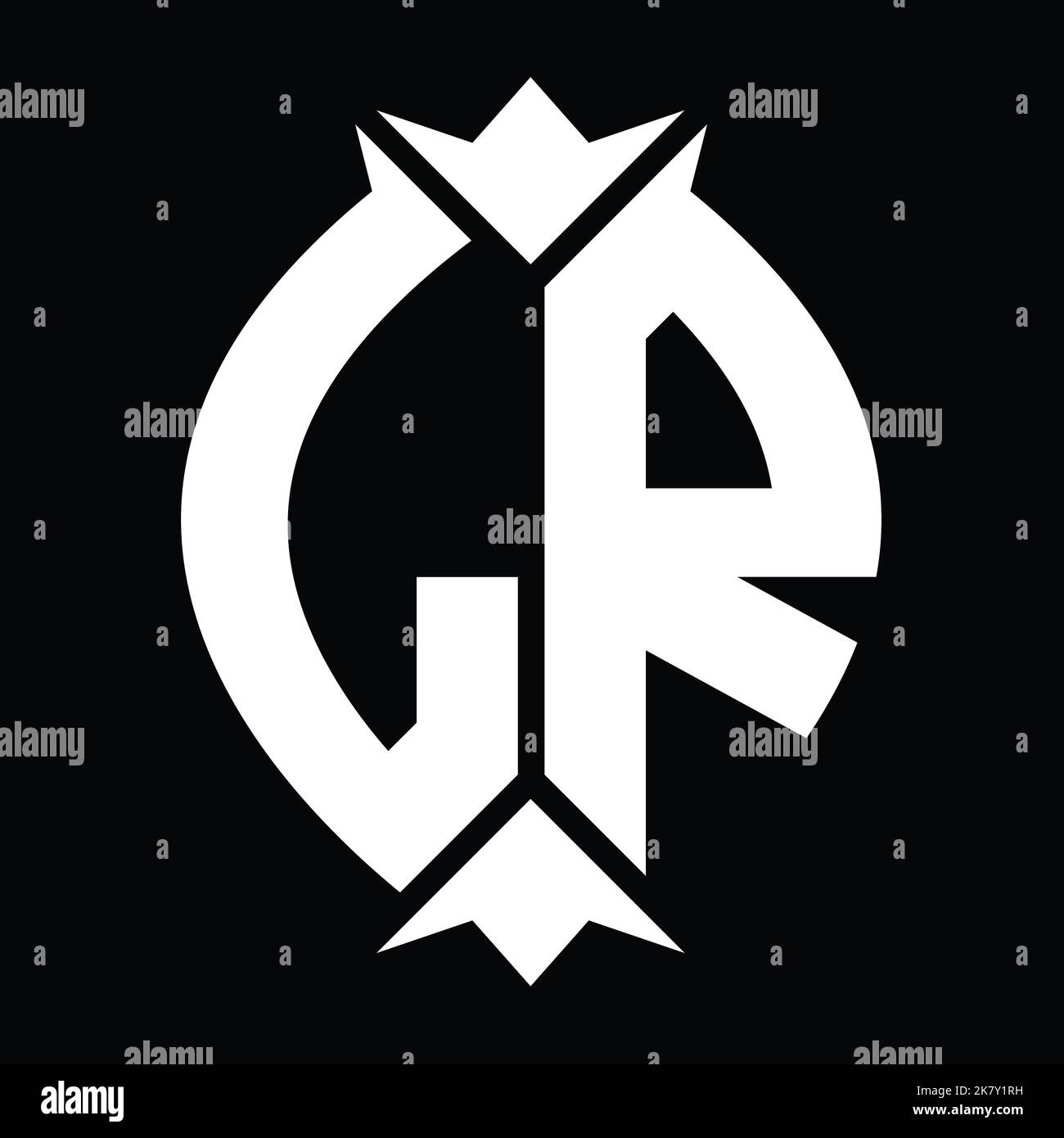 LR Logo monogram shield leaf crown element design template Stock Photo ...