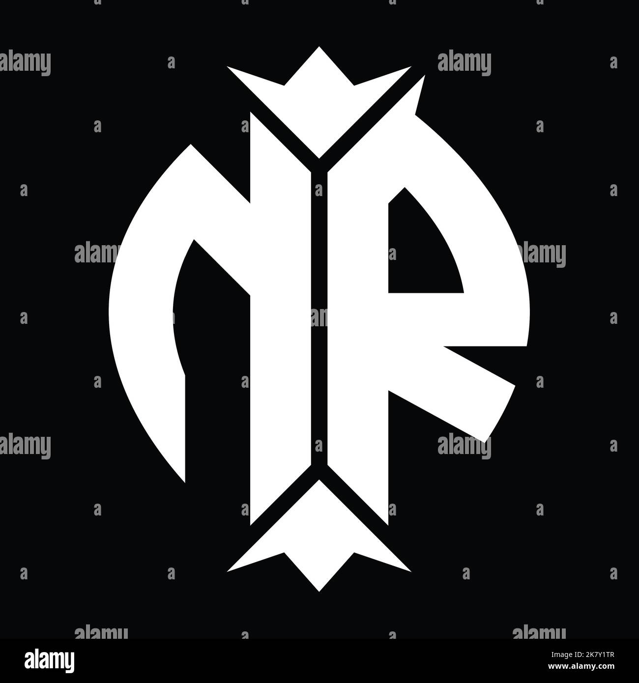 NR Logo monogram shield leaf crown element design template Stock Photo ...