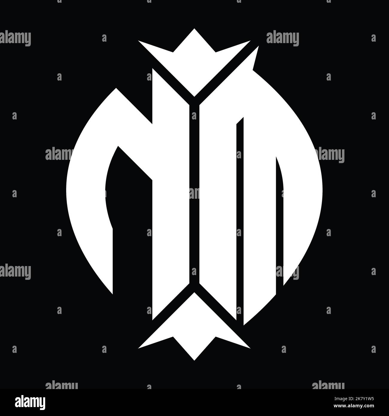 NM Logo monogram shield leaf crown element design template Stock Photo ...