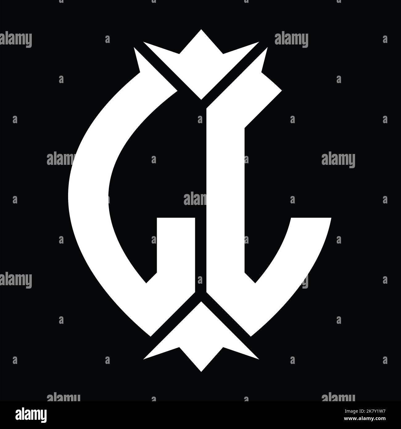 LL Logo monogram shield leaf crown element design template Stock Photo ...