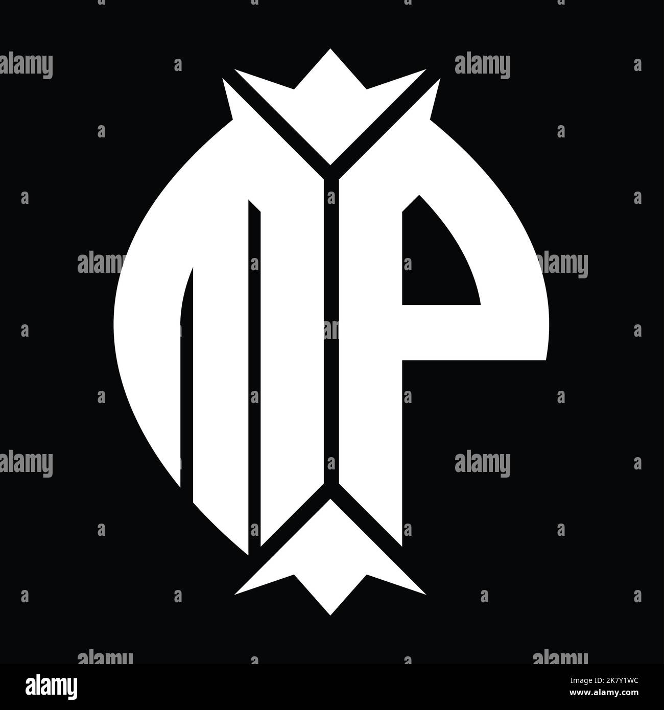 MP Logo monogram shield leaf crown element design template Stock Photo ...