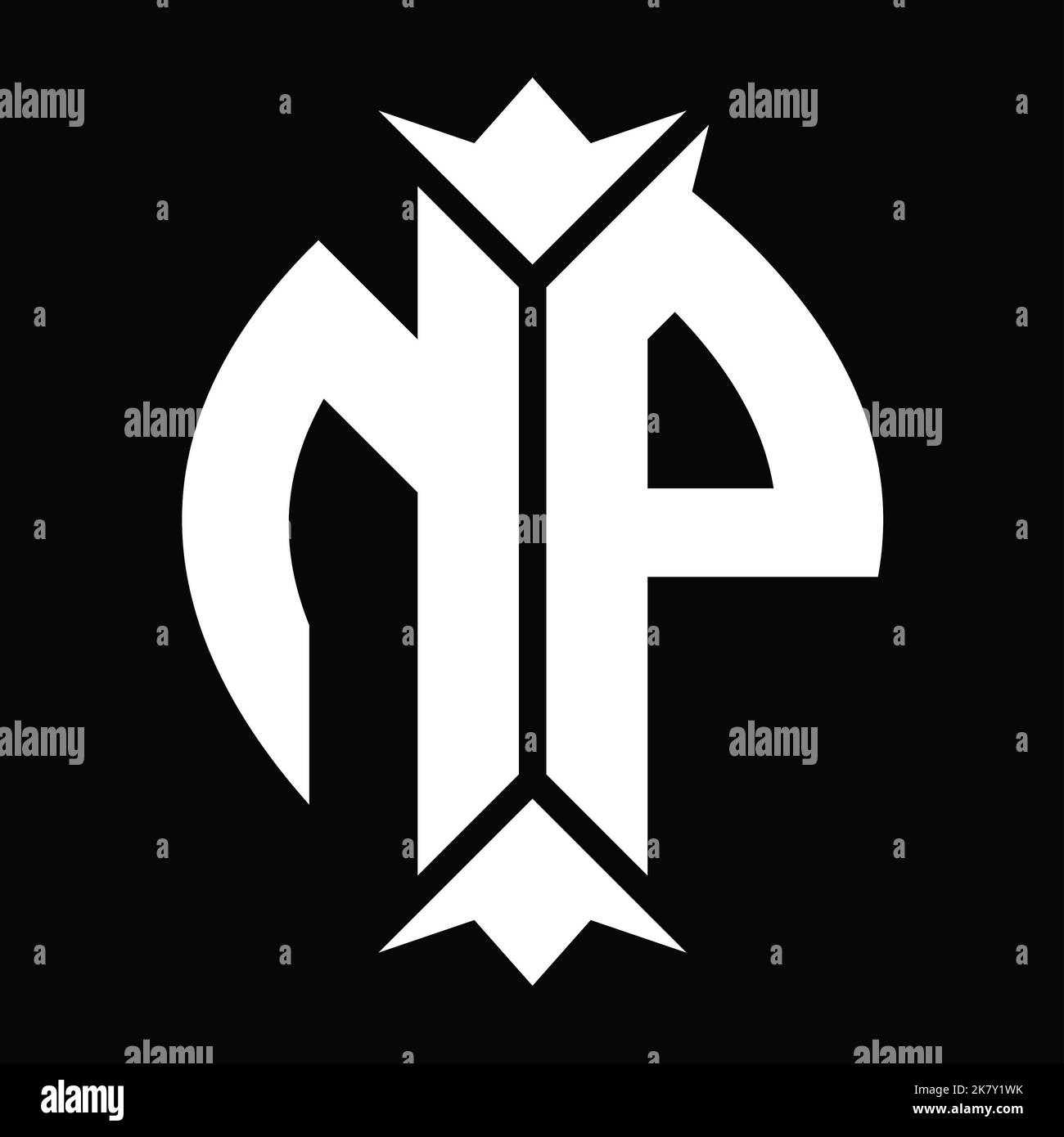NP Logo monogram shield leaf crown element design template Stock Photo ...