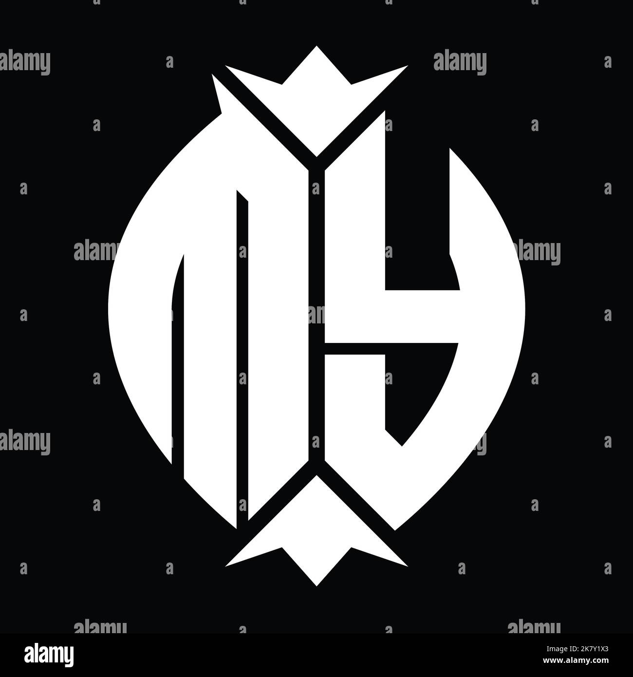 my-logo-monogram-shield-leaf-crown-element-design-template-stock-photo