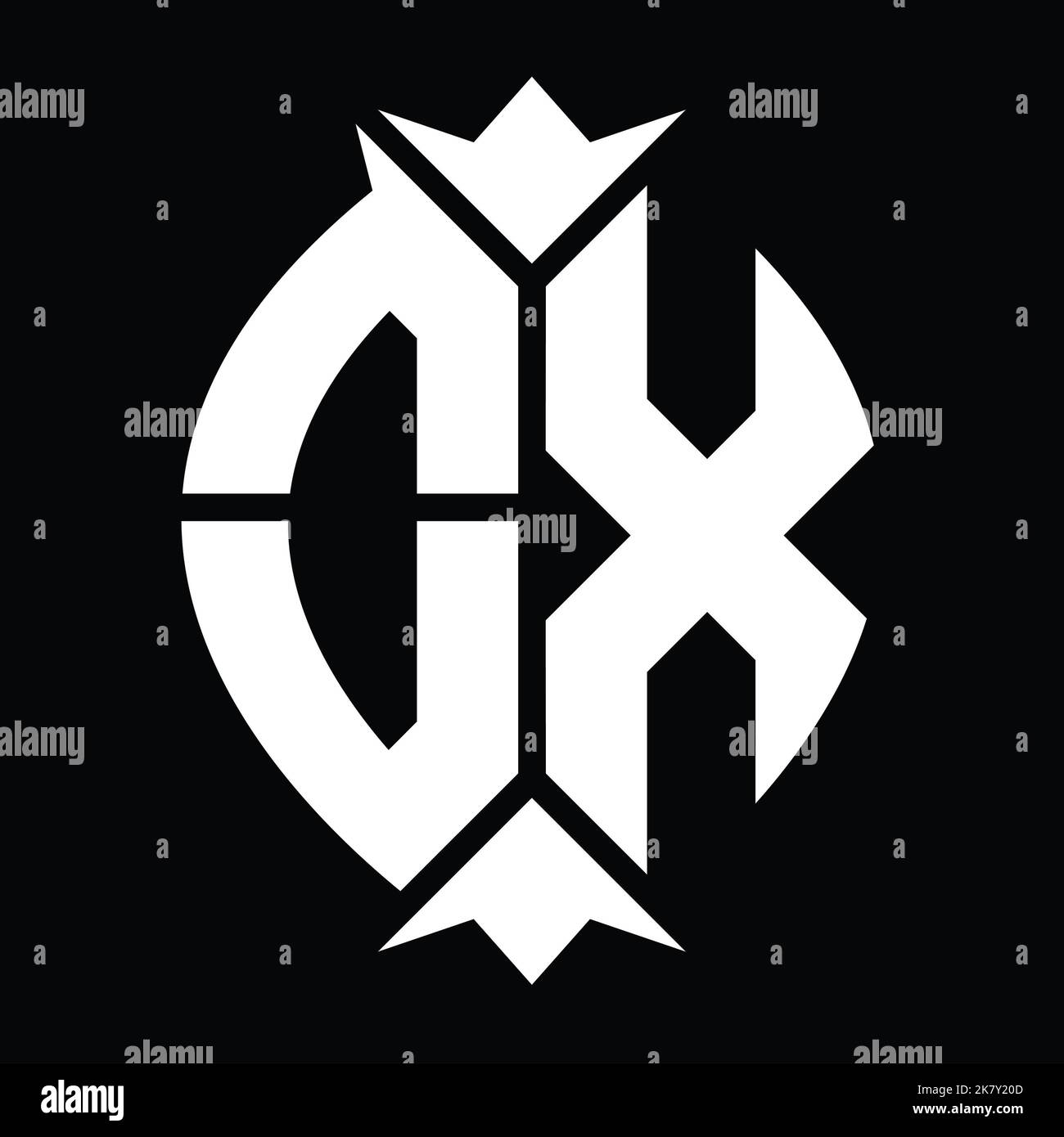 OX Logo monogram shield leaf crown element design template Stock Photo ...