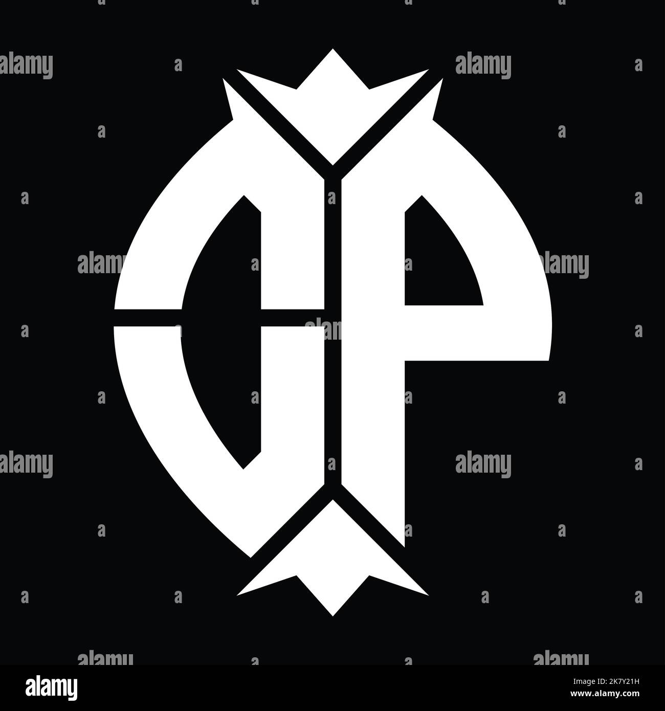 OP Logo monogram shield leaf crown element design template Stock Photo ...