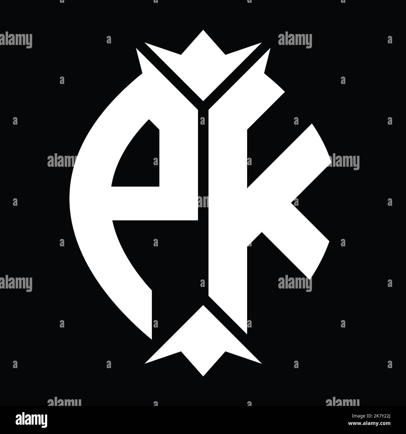 PK Logo monogram shield leaf crown element design template Stock Photo ...