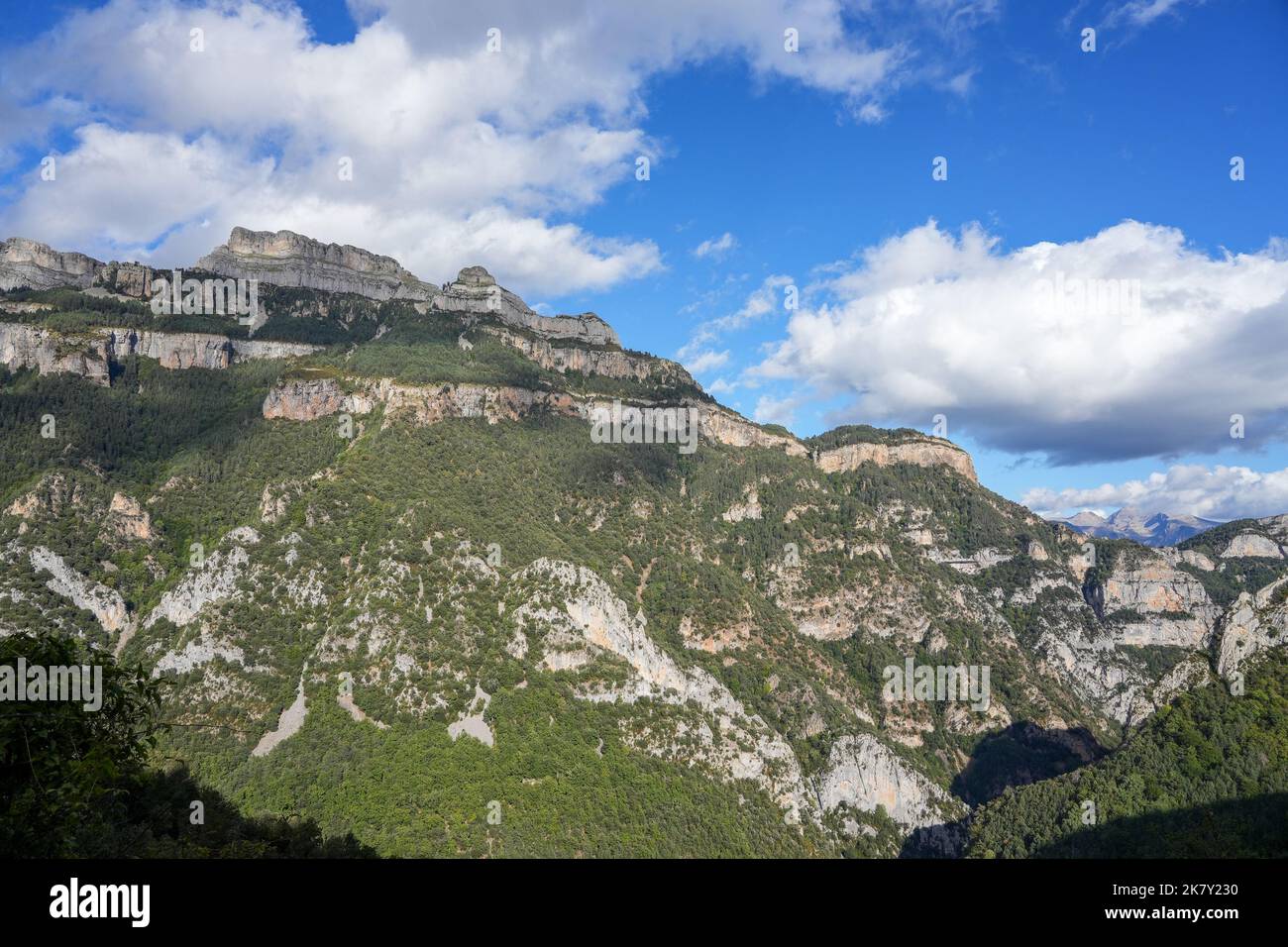 magnificent view of Spanish Pyrenees mountains with rock outcrops and ...